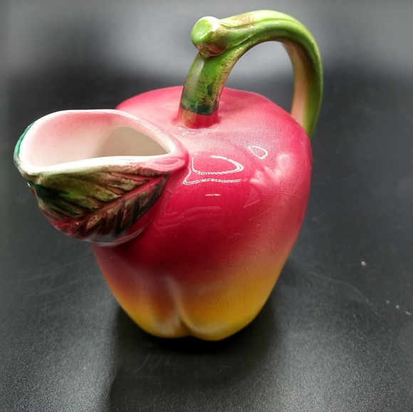 Unbranded | Kitchen | Vintage Italian Red Ceramic Apple Creamer Green ...